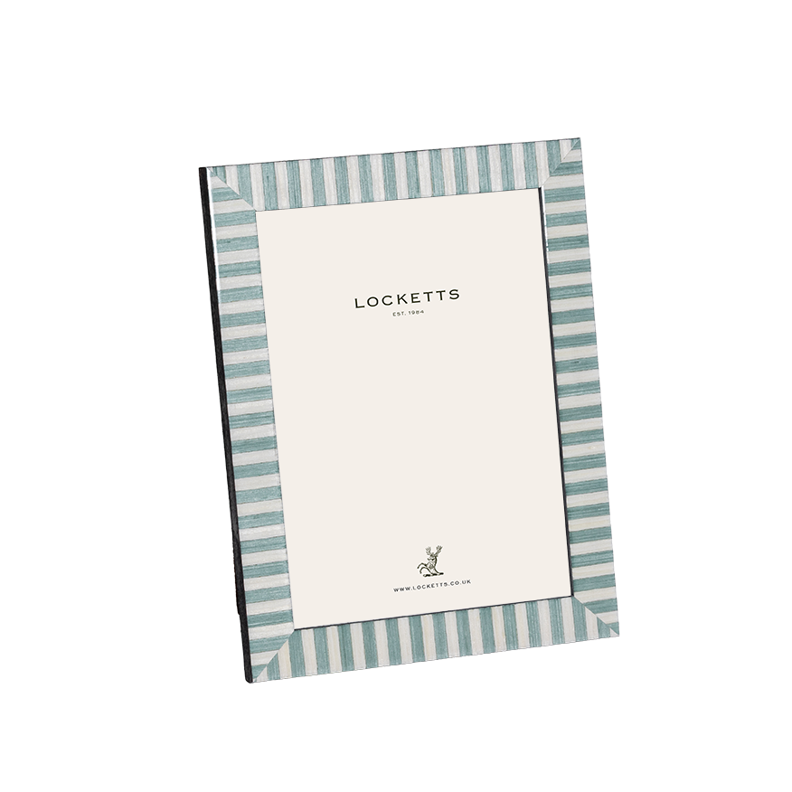 Aqua White Striped Photo Frame | Locketts
