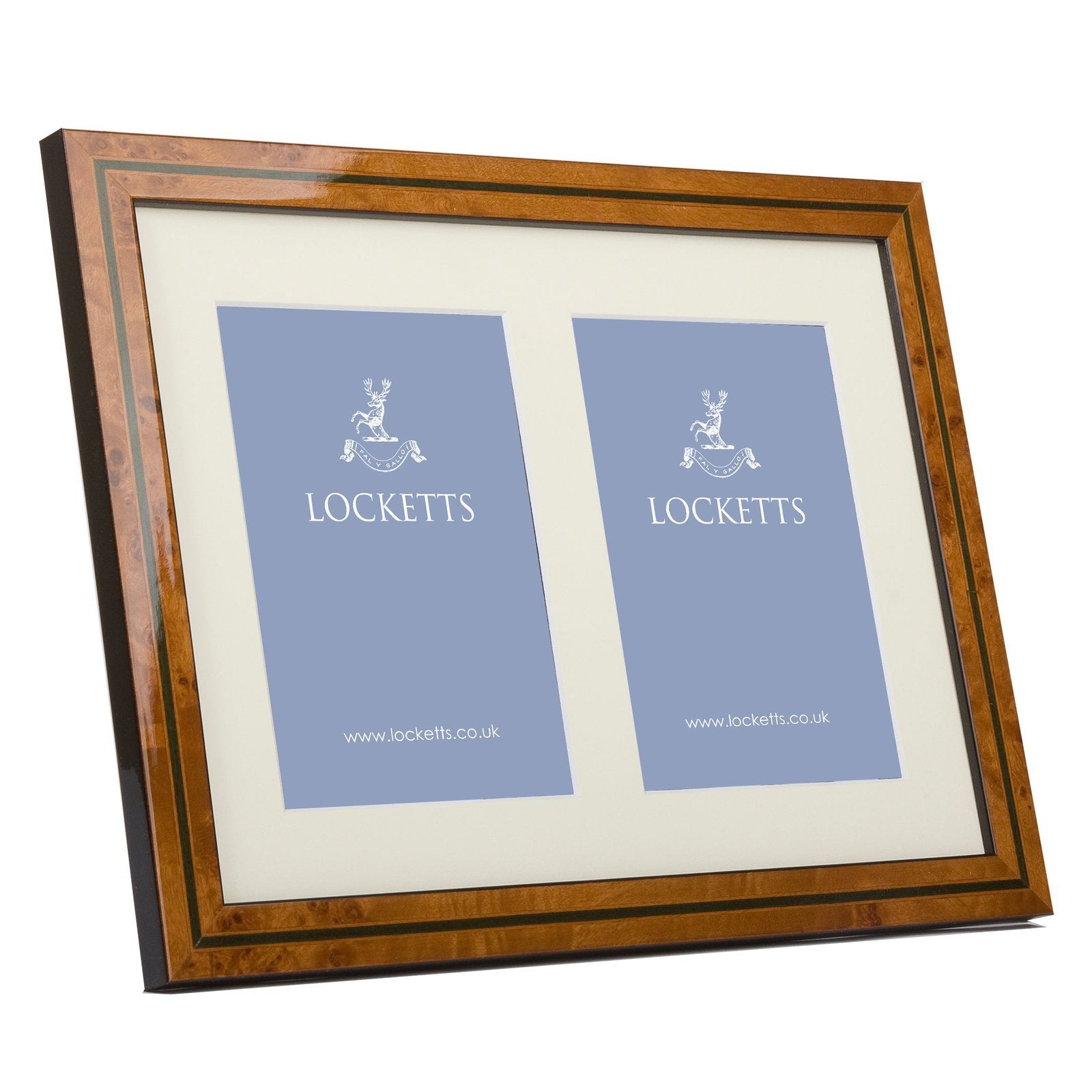 Locketts Double New Green Inlay Mounted Photo Frame